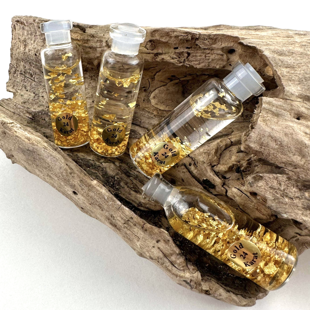 Flaske m. Guld - Rå & Klynger - Krystallerneshus